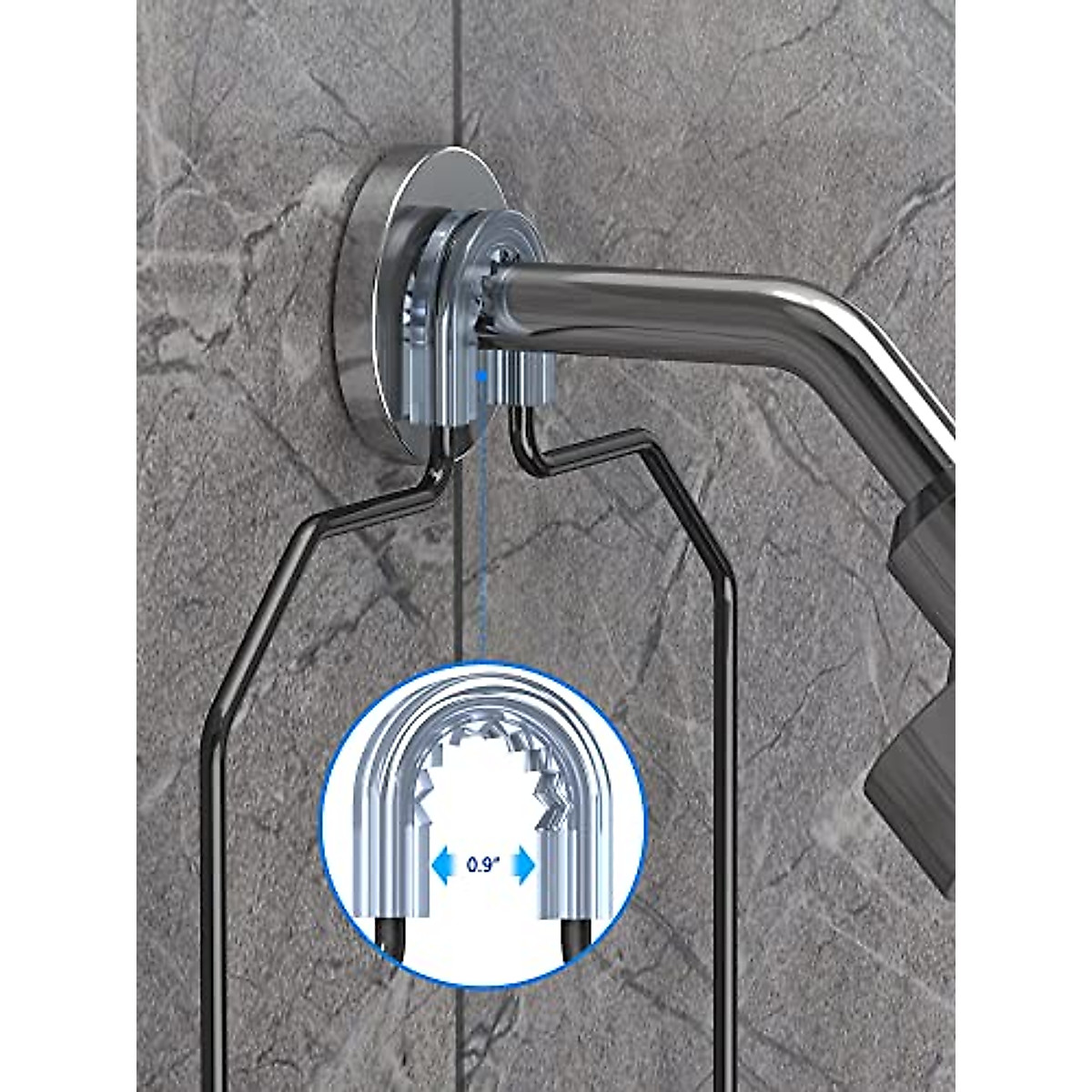 Elbourn Shower Caddy Over Shower Head, Bathroom Hanging Shower Organizer with Hooks, SUS201 Stainless Steel Shower Storage Rack 3 Shelves for Shampoo, Soap and Razor - Black