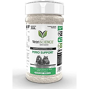 VETRISCIENCE Perio Support Teeth Cleaning Dental Powder for Dogs and Cats, Up to 192 Servings – Clinically Proven to Reduce Plaque and Tartar