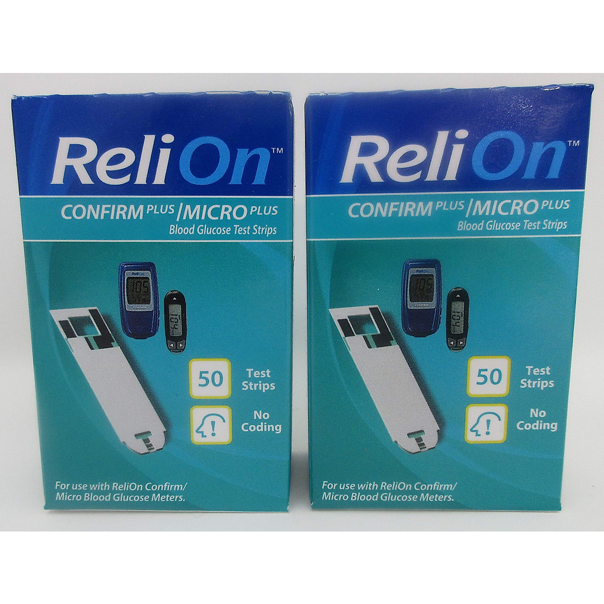 ReliOn Confirm Plus/Micro Plus Blood Glucose Test Strips - 100 ct (Two 50 ct Boxes)