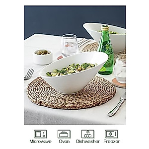 DOWAN 26 OZ Salad Bowls 2 Packs - 9.5" Large Serving Bowls - Angled Bowls for Salad, Pasta, Fruit, Macaroni, Taco, Sauces - Slanted Curve Bowls for Restaurant, Party, Daily Use, Wedding, Anniversary