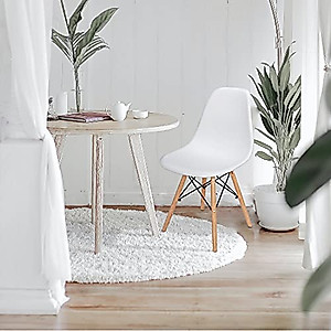 ZenStyle Set of 4 Dining Chairs Modern Style Diner Chairs, Mid-Century Shell Lounge Plastic Side Chair DSW Chair for Kitchen, Dinning Room, Living Room, Bedroom, White