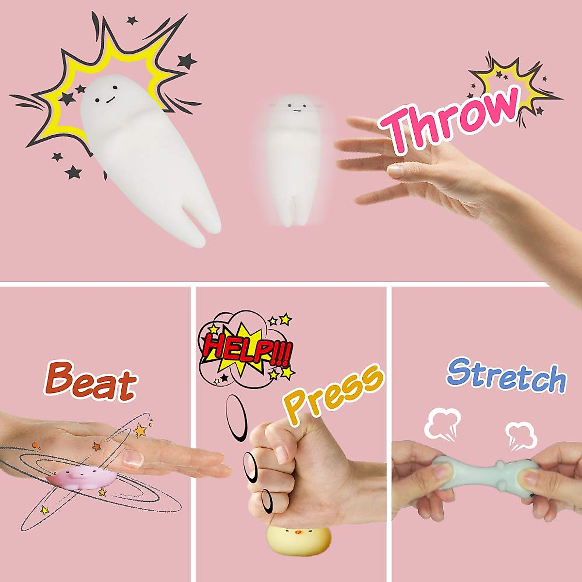 VIIPOO Easter Eggs Fidget Toy 20 Pack, Sensory Toys Set, Relieves Stress and Anxiety, Special Toys Assortment for Birthday Party Favors, Mochi Squishy Toys Mini Squishies, Children Gifts, Random