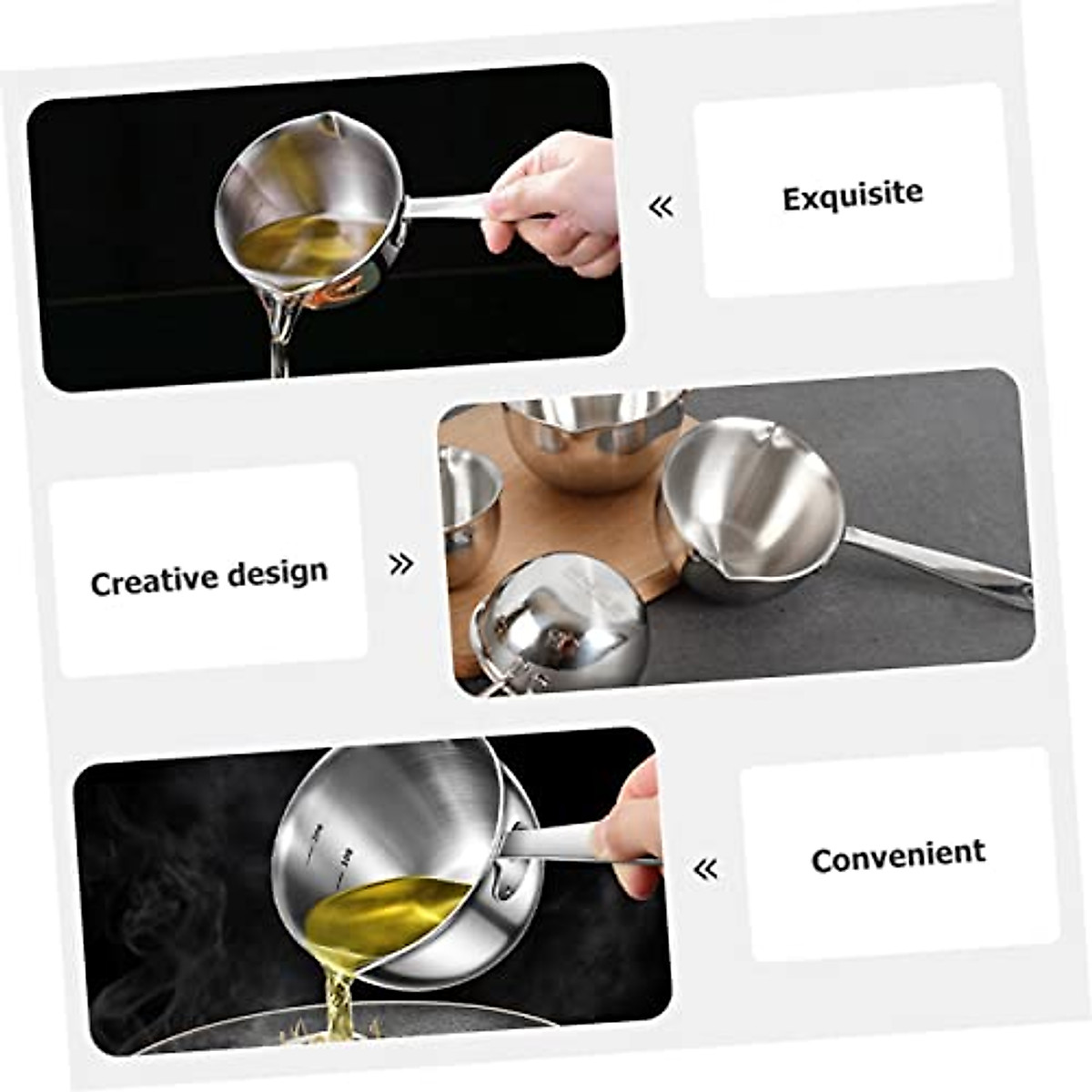 Veemoon Chocolate Milk 3pcs and Stick Pouring Pour Stainless Warmer Stockpot Kitchen Korean Spout Non Handle Soup Cookware Stovetop Melting Cooking Pot Stove Ml Saucepan Boiling Turkish Coffee Pot