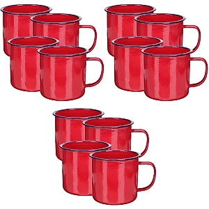 Alipis 12 pcs Teaware Enameled Drink Ml Decorative Drinking Gift Christmas Cup Outdoor Vintage Red Metal Tin Chinese Cups Backing Indoor Household Espresso Travel Enamel for Mug Office