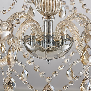 Saint Mossi 5 Light Modern K9 Crystal Chandelier for Dining Room, Pendant Ceiling Lighting Fixture for Bedroom, Living Room, Champagne Crystal