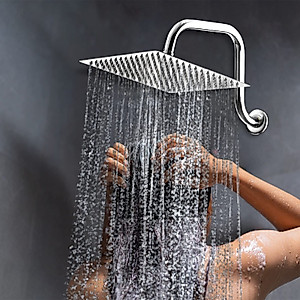 Aiscsc Rain Shower Head - 10 Inch High Pressure Shower Heads 304 Stainless Steel Ultra Thin Square Showerhead Pressure Boosting Design, Ceiling or Wall Mount