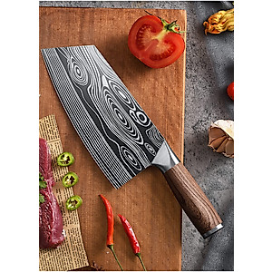 XaoYao Cleaver Knife 8 Inches Vegetable Meat Cleaver, Chopper, Butcher Knife Stainless Steel Chinese Chef Knife, for Home and Restaurant Silver