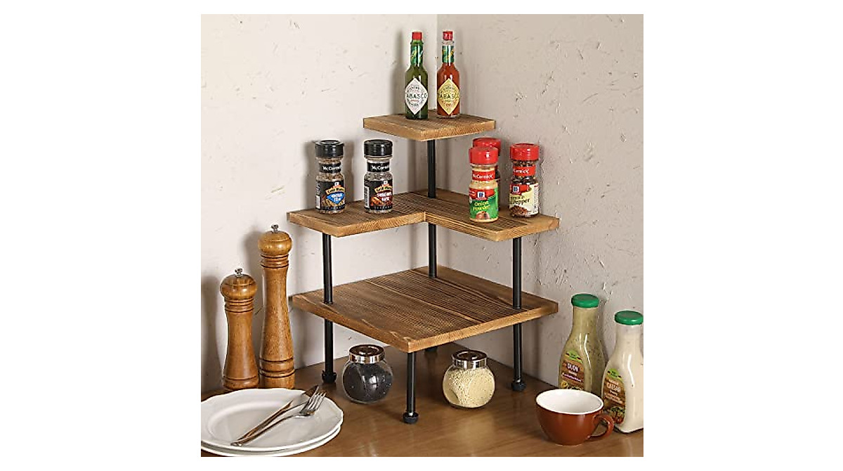 MyGift 3 Tier Rustic Corner Shelf - Stylish Storage