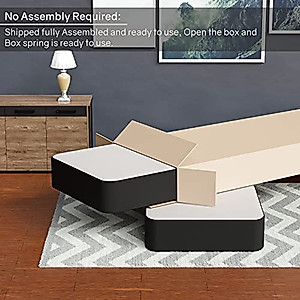 Zutan, 4-Inch Fully Assembled Traditional Foundation, Sturdy Fabric Paneled Strong Split Wooden Frame, Durable Bedding Mattress Box Springs, King, Black