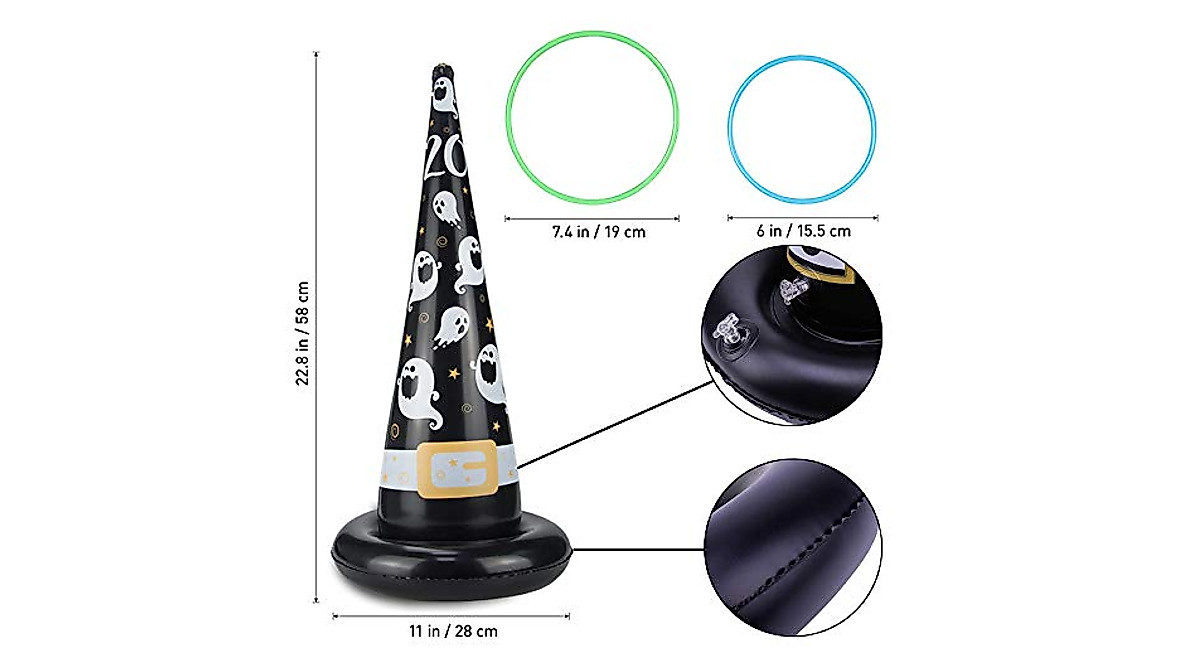 Halloween Inflatable Witch Hat Ring Toss Game for Kids & Adults