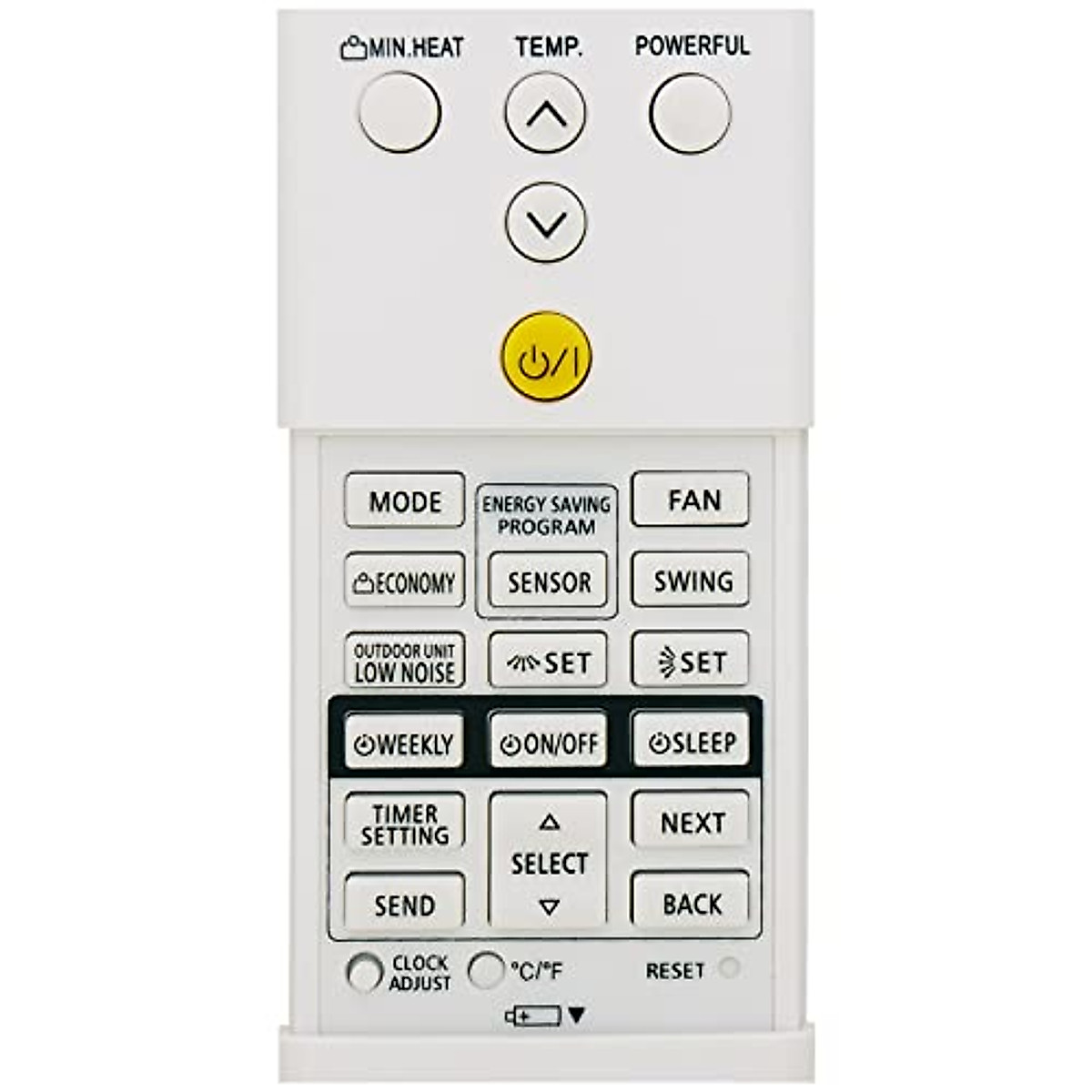 Replacement for Fujitsu Air Conditioner Remote Control AR-REM1U ARREM1U ASU9RLS3Y ASU12RLS3Y ASU15RLS3Y ASU30RLE, ASUG09LZAS ASUG12LZAS ASUG15LZAS Display in Both Fahrenheit and Celsius