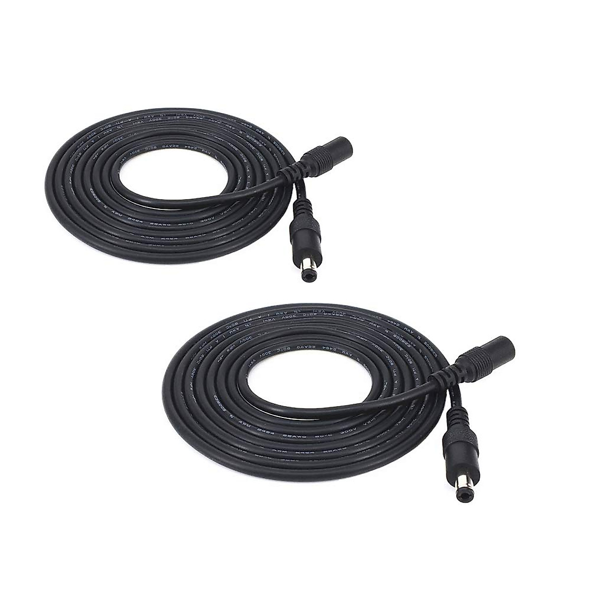 2pcs/Pack 3m/9.84ft Black 5.5mm x 2.5mm DC Plug Extension Cable DC Extension Cable ， 5.5mm x 2.5mm Barrel Male Plug Connector