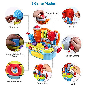 Woby Multifunctional Musical Learning Tool Workbench Toy Set for Kids with Shape Sorter Tools