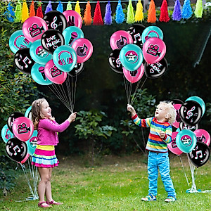 45 Pieces 12 Inch Music Themed Party Balloons Music Note Signs Birthday Party Latex Balloons with 1 Roll Ribbon Music Party Supplies for Boys Girls Adults Music Birthday Party DJ Short Video Party