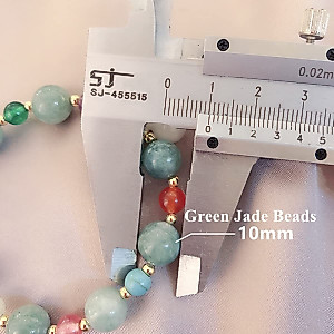ASGIFT Green Jade Bracelet for Women Natural Quartz 7 Chakra Crystal Beaded Bracelet Elastic Lucky Feng Shui Bracelet Jewelry for Girlfriend Lover