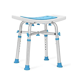 Health Line Massage Products Heavy Duty Shower Stool 550lb Bath Seat Chair, Tool-Free Assembly Height Adjustable Paded Seat Bench for Seniors, Elderly, Disabled, Handicap and Injured