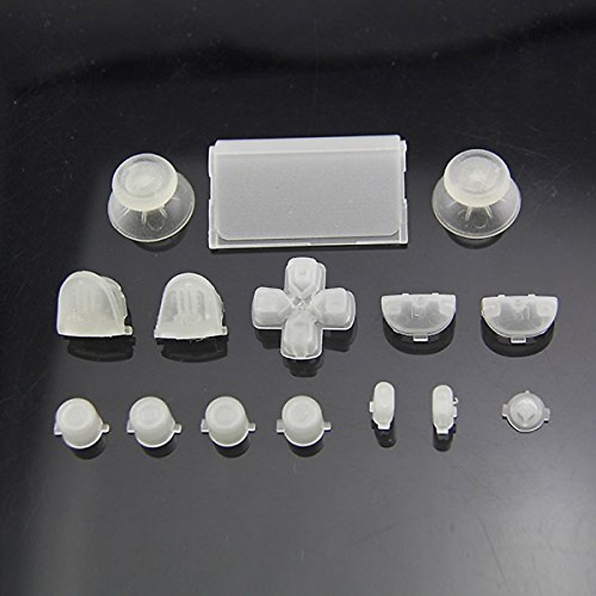 WPS Touch Pad Thumbsticks Dpad Home Full Buttons Set Replacement Parts for PS4 Playstation 4 Dualshock 4 Controller Shell (for GEN 1 Controllers) (Glow in The Dark)