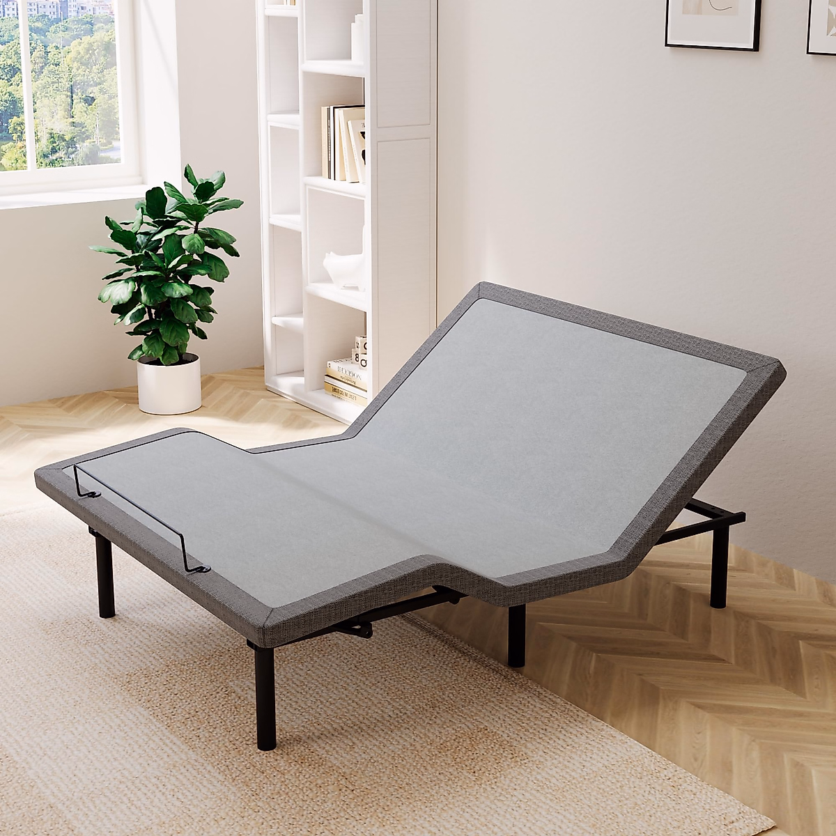 ESHINE Adjustable Bed Frame Smart Bed Queen - Quick Installation in 5 Minutes Electric Bed Base with Massage, Ergonomic Foot&Head Incline, Zero Gravity, Dual USB Ports, Under Bed Light, Queen