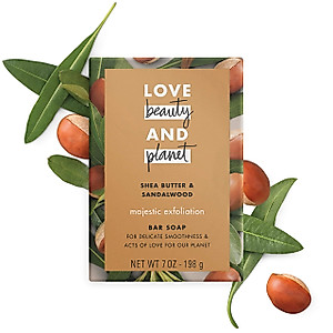 Love Beauty And Planet Majestic Exfoliation Bar Soap Shea Butter & Sandalwood, 7 oz, Pack of 3
