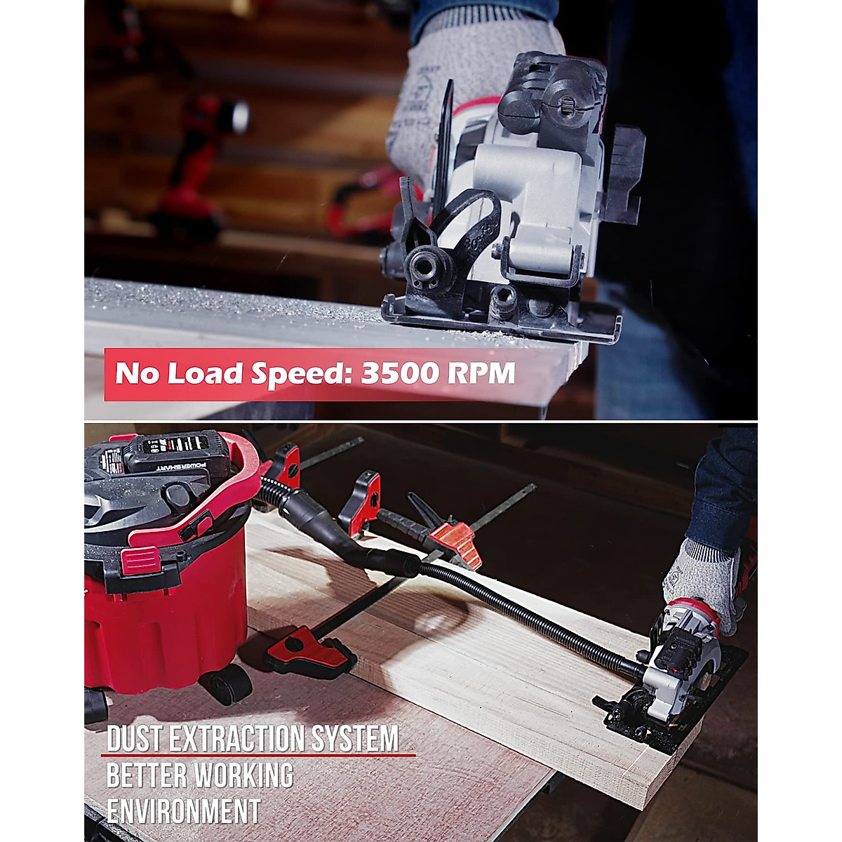 PowerSmart 5.8 Amp 4-1/2 Inch Mini Circular Saw with 4 Blades for Woods, Tile, Soft Metal and Plastic