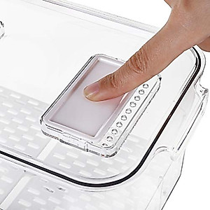 Suwimut 2 Pack Fridge Storage Containers Produce Saver, Stackable Refrigerator Organizer Bins Fresh Keeper Container with Vented Lids and Removable Drain Tray for Fruits and Vegetables