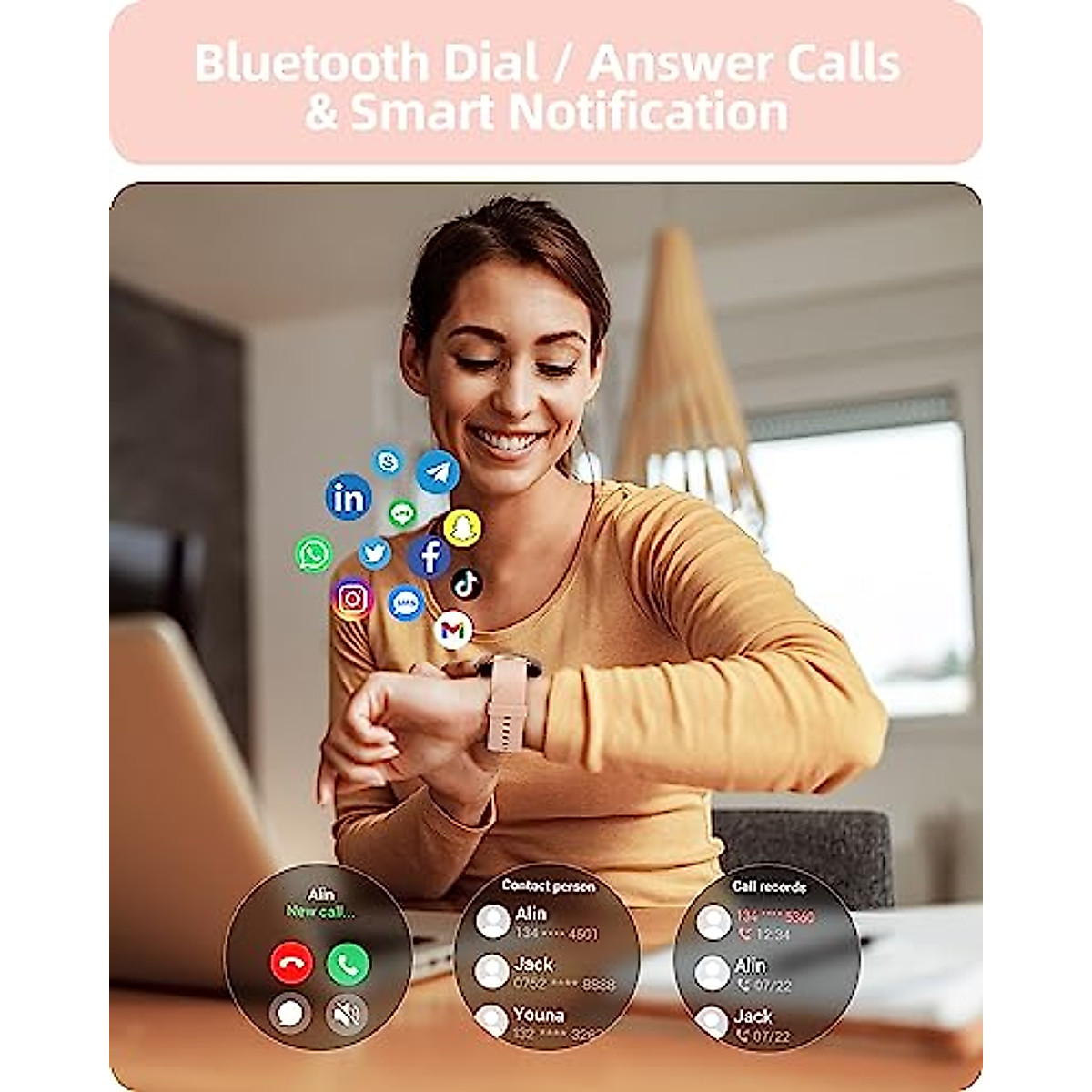 Parsonver Smart Watch for Women, Answer/Make Calls, 1.32" HD Touch Screen Fitness Tracker for Android and iOS Phone with 100+ Sport Modes IP68 Waterproof, Heart Rate Blood Oxygen Sleep Monitor, SPROD1