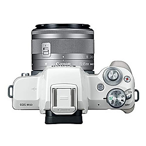 Canon EOS M50 Mirrorless Camera Kit w/EF-M15-45mm Lens and 4K Video (White) (Renewed)