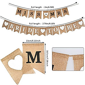 BUYGOO Burlap Banner Bride to Be Banner Bridal Shower Banner Rustic Bunting Garland for Engagement Bachelorette Wedding Party Decorations Supplies - 2 Pieces
