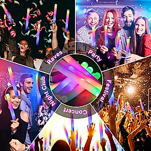 Taotuo 30 PCS LED Light Up Foam Sticks Party Favors Glow Sticks with 3 Modes for Parties, Weddings, Raves, Concert, Halloween