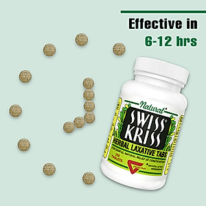 Swiss Kriss Herbal Laxative Tablets, Natural Laxatives for Constipation Relief, Senna Laxative, 250 tablets, (Pack of 2)