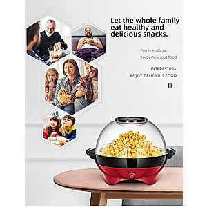 Automatic Stirring Popcorn Maker Popper, Electric Hot Oil Popcorn Machine with Measuring Cap & Built-in Reversible Serving Bowl, Great for Home Party Kids-1