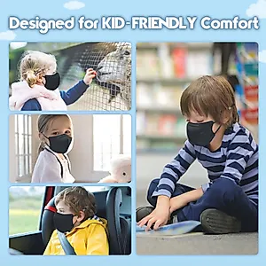 WWDOLL Kids KN95 Face Mask 25 Pack, 5-Layers Breathable KN95 Masks for Children, Black