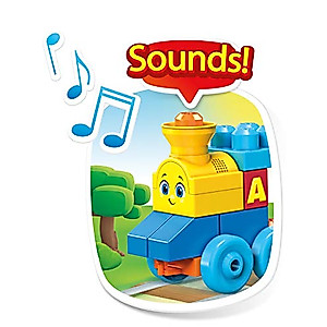 MEGA BLOKS Fisher-Price ABC Blocks Building Toy, ABC Musical Train with 50 Pieces, Music and Sounds for Toddlers, Gift Ideas for Kids Age 1+ Years