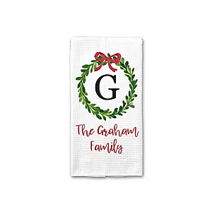 CANARY ROAD Custom Christmas Waffle Weave Dish Towel | Personalized Kitchen Towel | Housewarming Gift | Personalized Christmas Gift Women | Personalized Dish Towel | Christmas Kitchen Towel