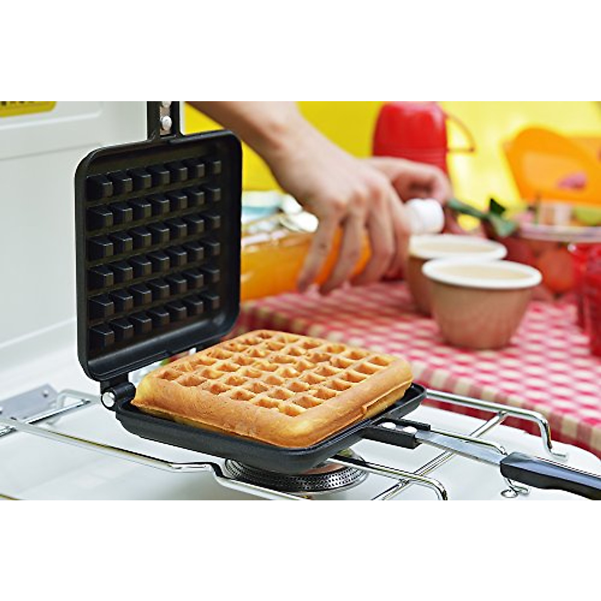 Yoshikawa SJ2275 Waffle Maker, Single, Fluorine Treatment, For Gas Stoves, Black, 13.6 x 5.6 x 1.3 inches (34.5 x 14.3 x 3.2 cm)