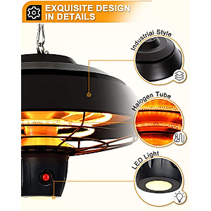 Star Patio Electric Patio Heater with Remote, Outdoor Ceiling Patio Heater, Hanging Patio Heater, Infrared Heaters with 3 Power Settings (600W/900W/1500W), Hammered Bronze Finished, STP1566-C NEW