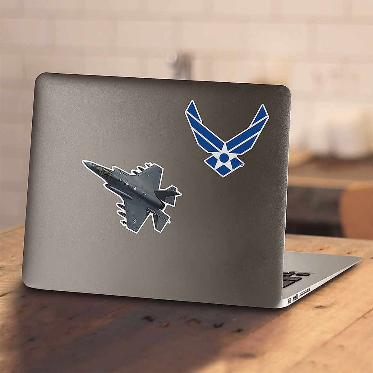 Popfunk U.S. Air Force Vintage Eagle T Shirt & Stickers (Large, Charcoal)