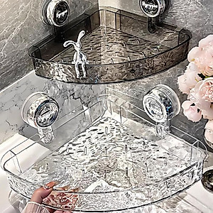 Androf Acrylic Transparent Shower Storage, Raidley No Drill Clear Wall Caddy Large Capacity, Drainage, Raidley Easymount Bathroom Storage Shelf (Rectangle-Silver)