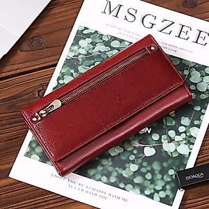 FALAN MULE Womens RFID Blocking Wallet Genuine Leather Large Capacity Credit Card Holder Bifold Ladies Clutch…