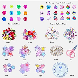 MontoSun Bead Bracelet Making Kit Pony Beads Polymer Clay Beads for Bracelets Making Charms Beads Flower Smiley Letter Beads for Jewelry Making DIY Art and Crafts Gifts for Girls age 4 5 6 7 8 9 10-12