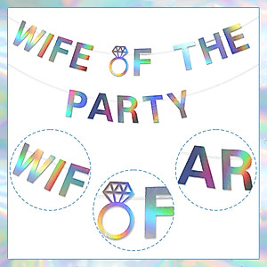 Sursurprise Wife of the Party Bachelorette Decorations, Wife of the Party Banner Sign Iridescent Holographic for Bridal Shower Engagement Wedding Party Supplies