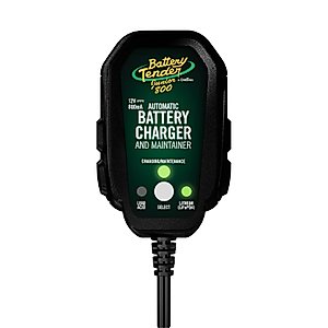 Battery Tender Junior 12V, 800mA Battery Charger and Maintainer for Lead Acid and Lithium Batteries - Switchable Battery Charger for Powersports - 022-0199-DL-WH