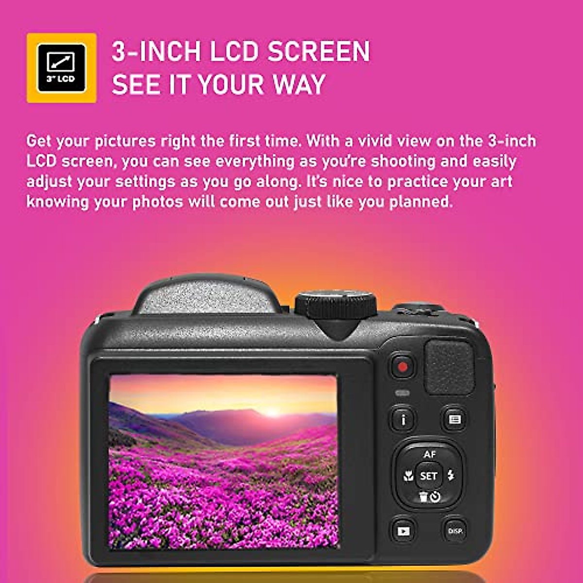Kodak PIXPRO AZ255 Digital Camera (Black) + Point & Shoot Camera Case + 16GB Memory Card + USB Card Reader + Table Tripod + Accessories