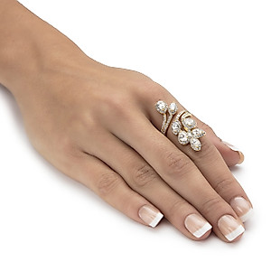 PalmBeach Yellow Gold-plated Pear Cut Cubic Zirconia Halo Leaf Bypass Ring Sizes 6-10 Size 9