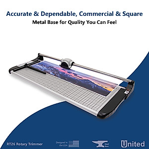 United RT26 Rotary Paper Trimmer, 26" Cut Length, 15 Sheet Capacity, Crafts and Office