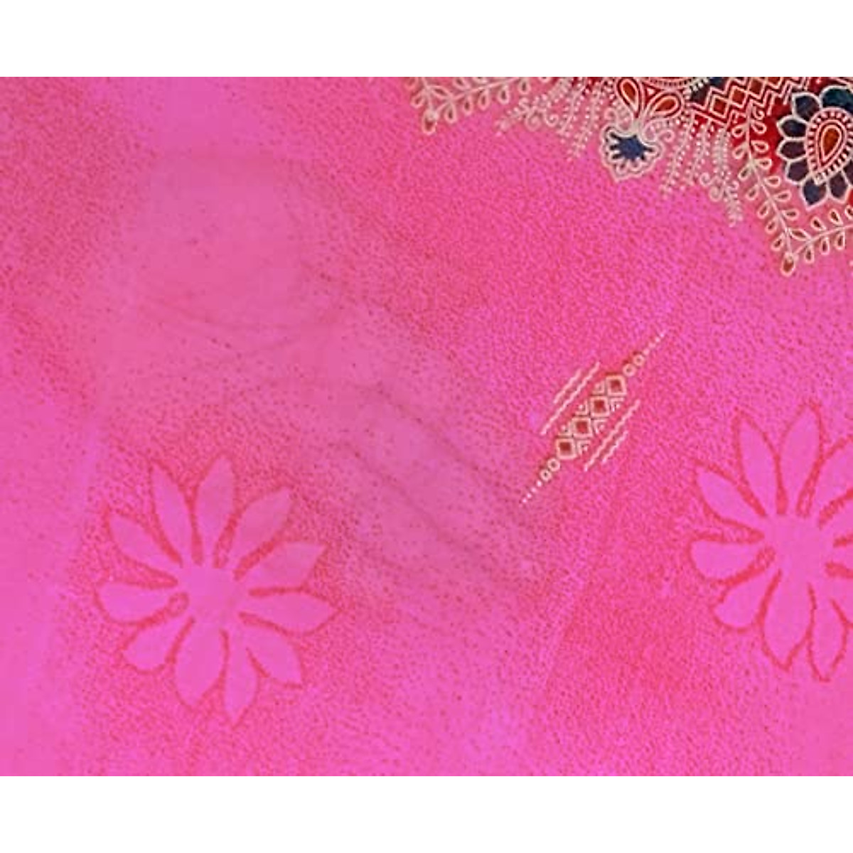 Peegli Vintage Pink Saree Floral Printed Dress Wrap Fabric Silk Blend DIY Craft Sari