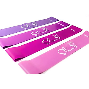 Slim Bee Resistance Work Out Bands Set with Carry Bag. Set of 4 - Home & Gym Workout Training Set - Exercise Workout Booty Bands for Legs, Butt and Arms