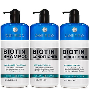 BELLISSO Biotin Shampoo and Conditioner Set and Biotin Conditioner