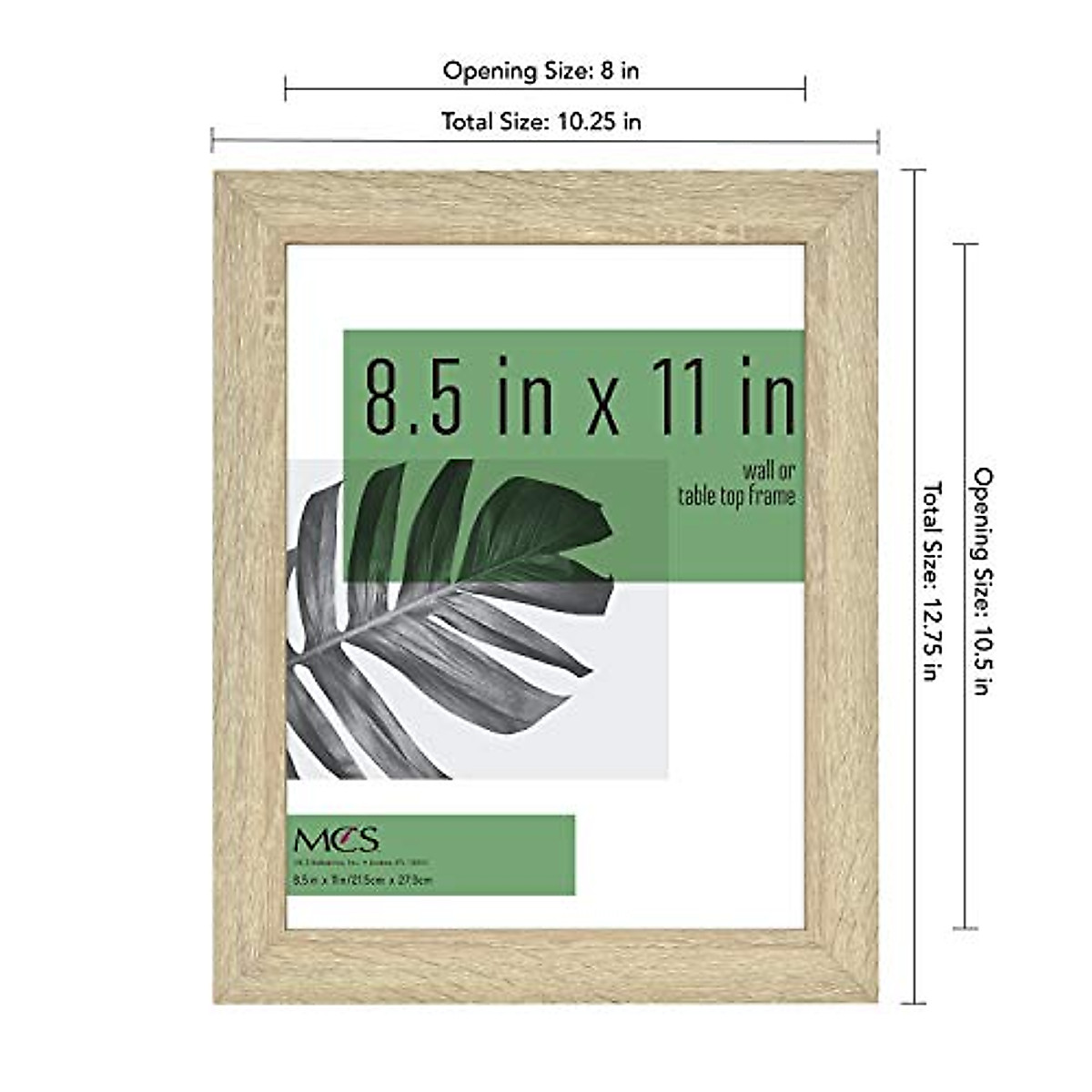 MCS Studio Gallery 8.5x11 Picture Frame Natural Woodgrain, Rectangle Photo Frame for Photos, Posters & Art Prints & Easel for Tapletop Display (2-Pack)