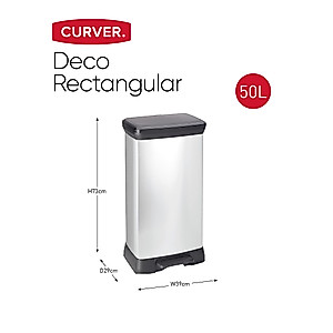 CURVER DECOBIN Waste Bin, Plastic, Silver Metallic